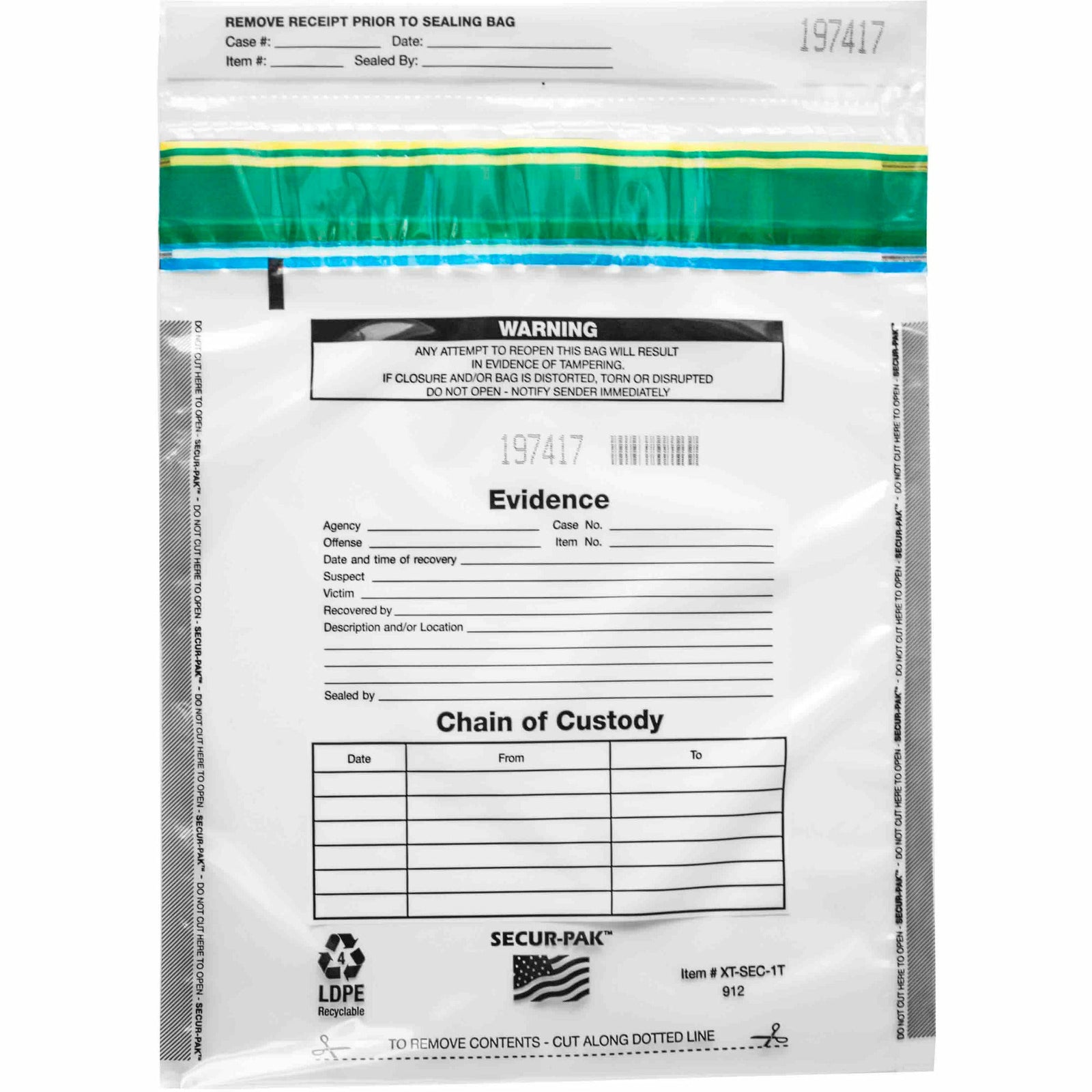 SECUR-PAK XT Evidence Bag (packs of 100)