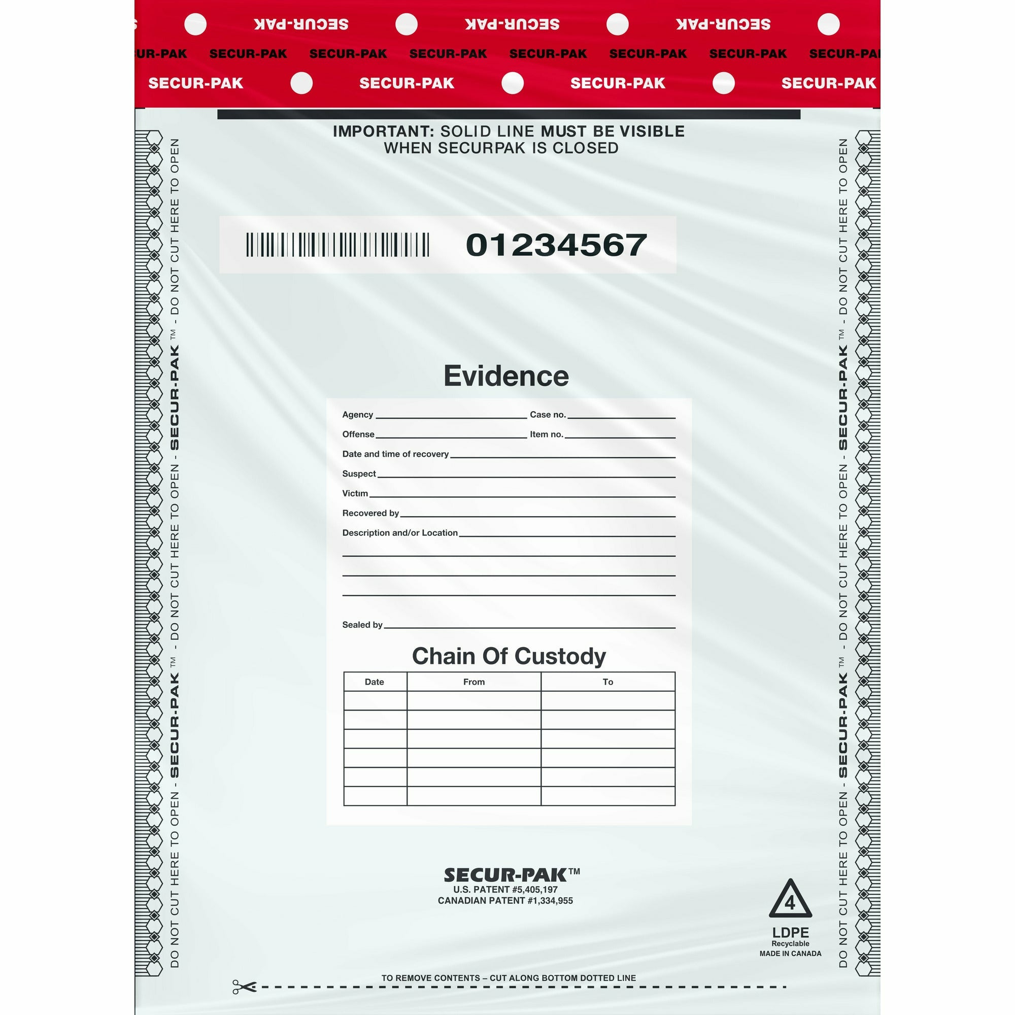 SECUR-PAK Evidence Bag